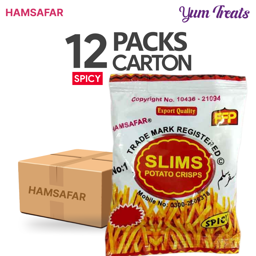 Slims Potato Crisps | Spicy Flavor – Pack of 12 – Yum Treats